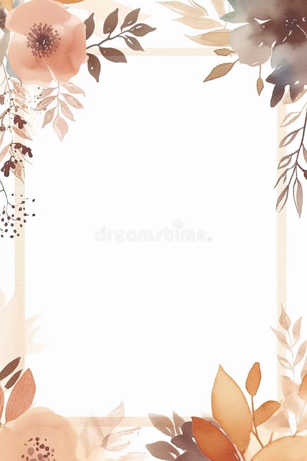 Frame with Flowers and Leaves in Boho Style with Space for Text ...