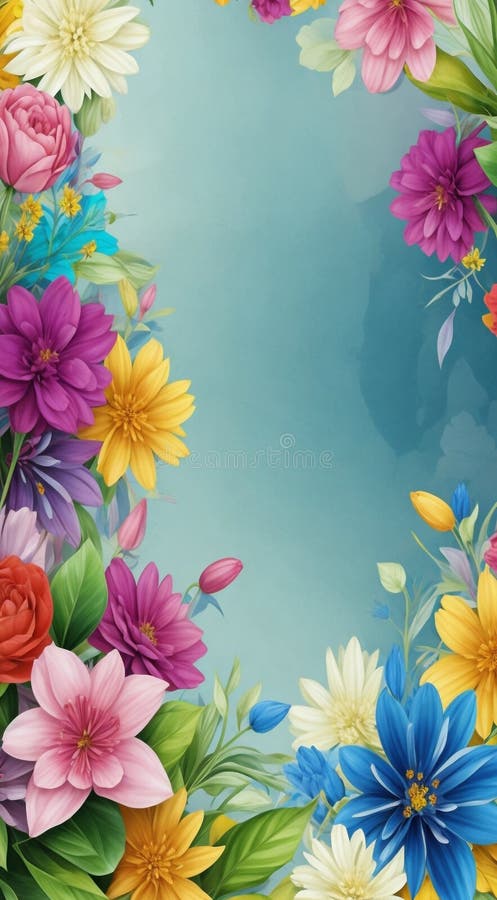 Frame of Flowers, Flowers Frame, Frame of Flowers and Leaves, Graphic ...