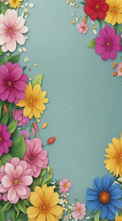Frame of Flowers, Flowers Frame, Frame of Flowers and Leaves, Graphic ...