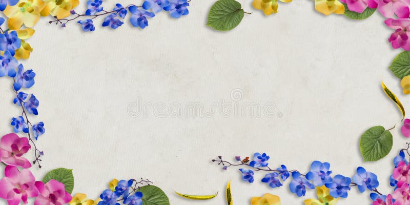 Frame of Flowers on Paper Background Stock Photo - Image of happy ...