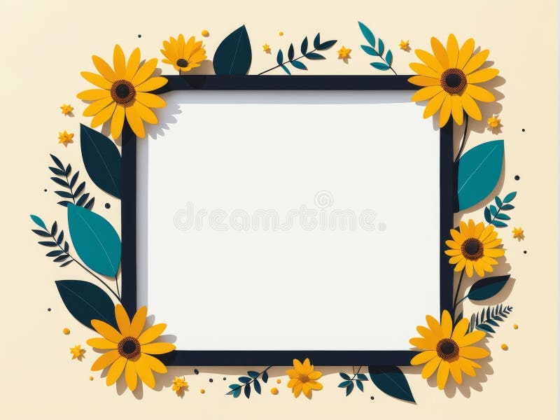 Frame with Flowers and Plants Stock Illustration - Illustration of ...