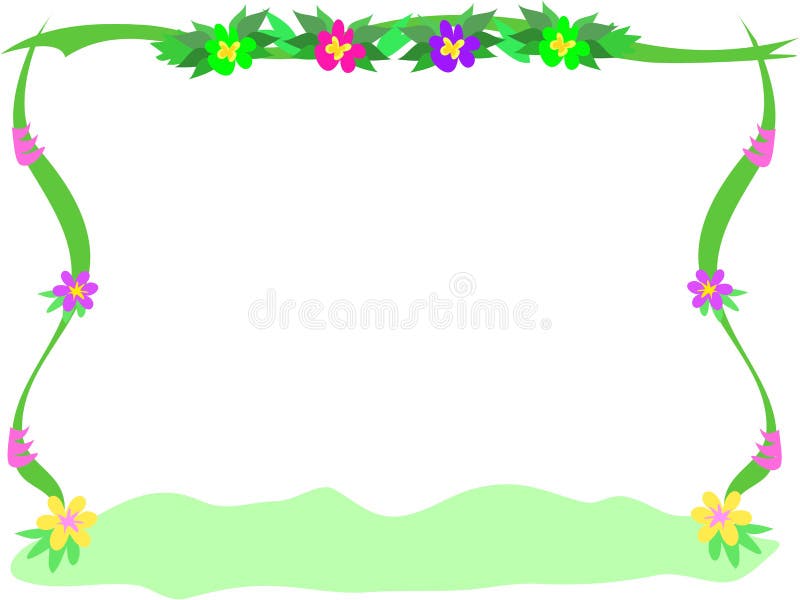 Frame of Flowers, Ribbons, and Bush Stock Vector - Illustration of ...