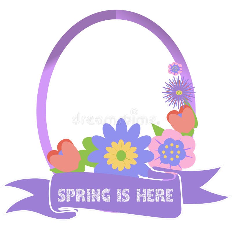 A Frame of Flowers for Spring Season with Text Spring is Here. Stock ...