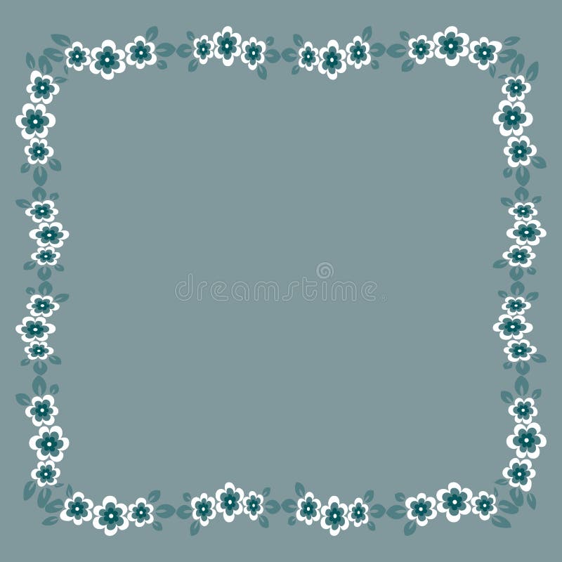 Frame of Flowers on a Square Background Stylized Flowers and Leaves ...