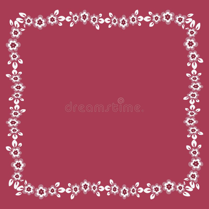 Frame of Flowers on a Square Background Stylized Flowers and Leaves ...