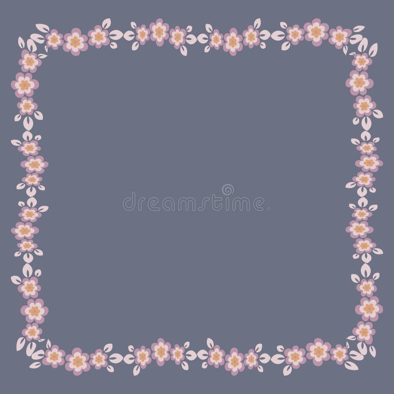 Frame of Flowers on a Square Background Stylized Flowers and Leaves ...