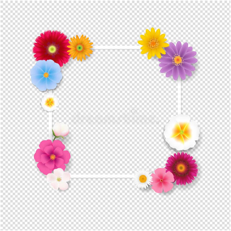 Frame with Flowers Transparent Background Stock Vector - Illustration ...