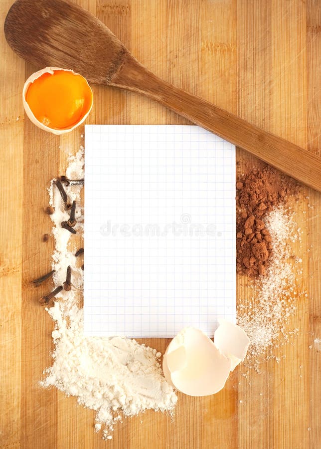 Frame of Food Ingredients and Paper for Recipe Stock Image - Image of ...