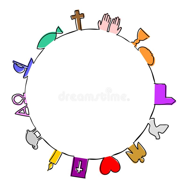 Frame Round Made of Christian Symbols. Stock Illustration ...