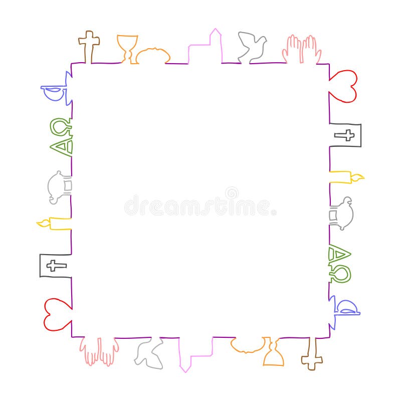 Frame Made of Christian Symbols. Stock Illustration - Illustration of ...