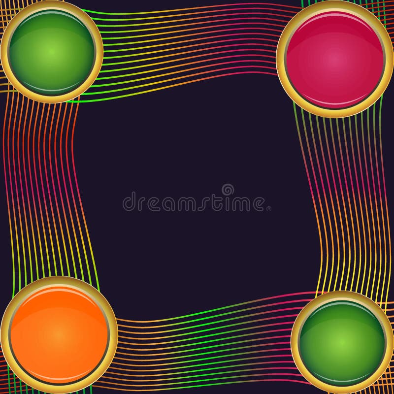 Frame of Four Round Elements of Different Sizes with Colorful Lines ...