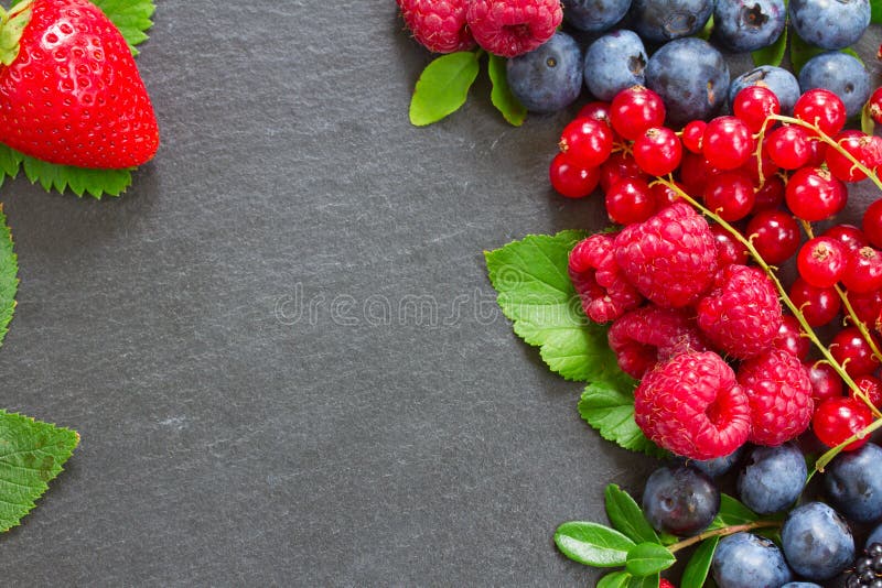 Frame with Fresh Summer Berries Stock Photo - Image of dessert ...