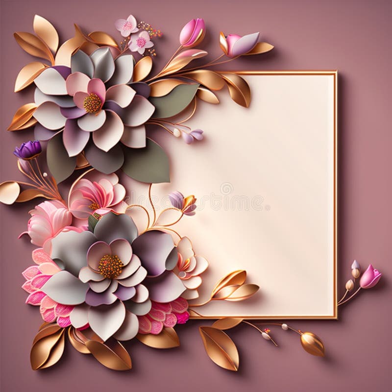 Frame of Fresh Flowers with an Empty Background Inside Generative AI ...