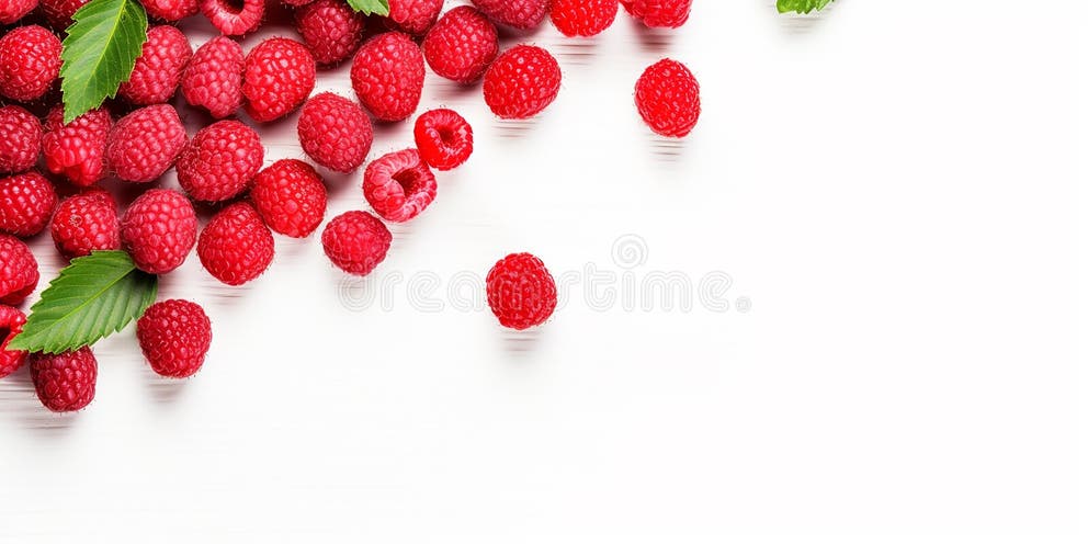 Frame with Fresh Raspberries on a White Background with Space for Text ...