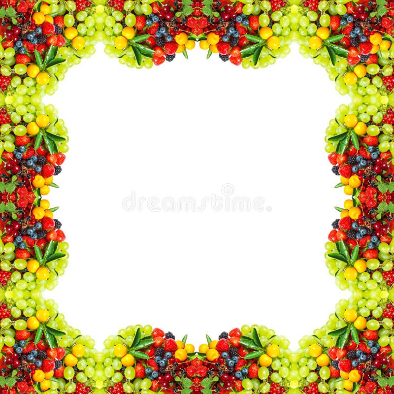 Frame of Fruits and Berries Stock Photo - Image of fresh, healthcare ...