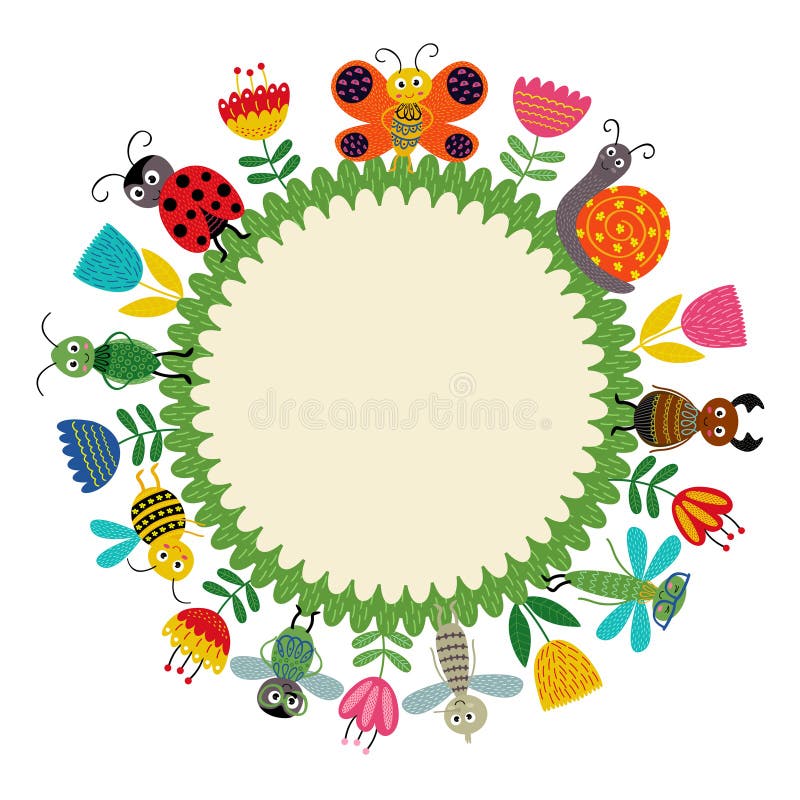Frame with funny insect stock vector. Illustration of decoration - 94808338