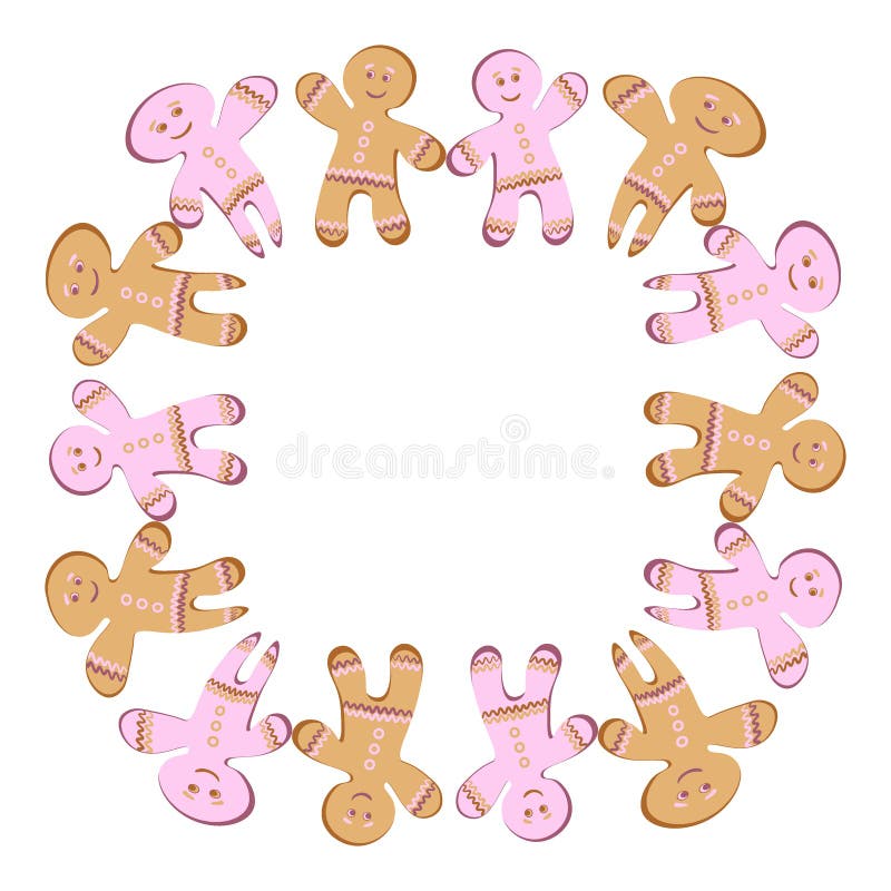 A Frame of Ginger Cookies. Gingerbread Men Stock Vector - Illustration ...