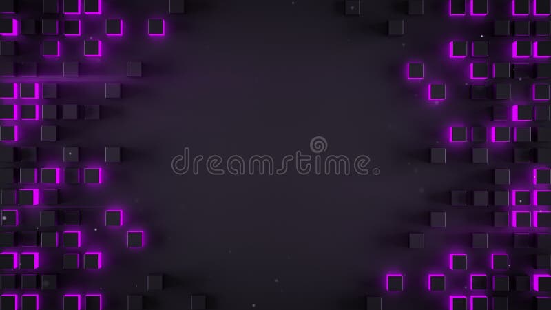 Frame of Glowing Purple Cubes 3D Render Stock Illustration ...