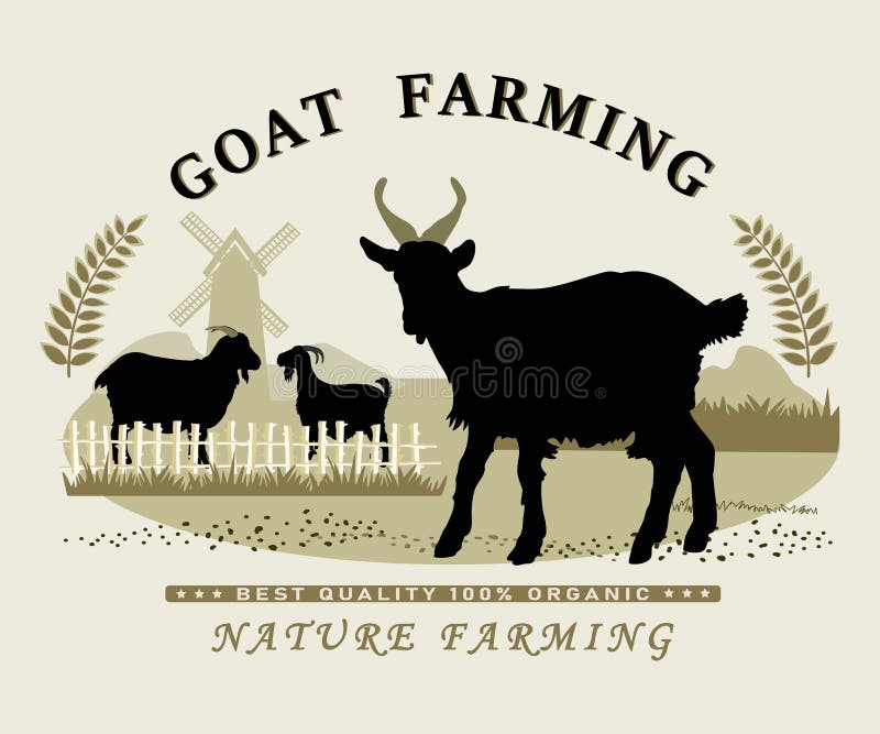Frame with Goat Farm Objects Silhouettes and Text for Product Labels ...