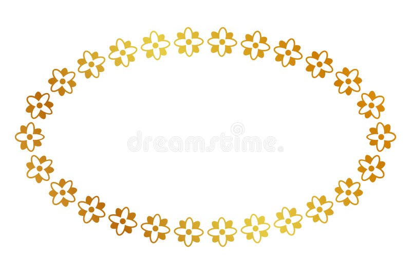 Frame Gold Golden Flower Oval, Simple Vector Isolated on White Stock ...