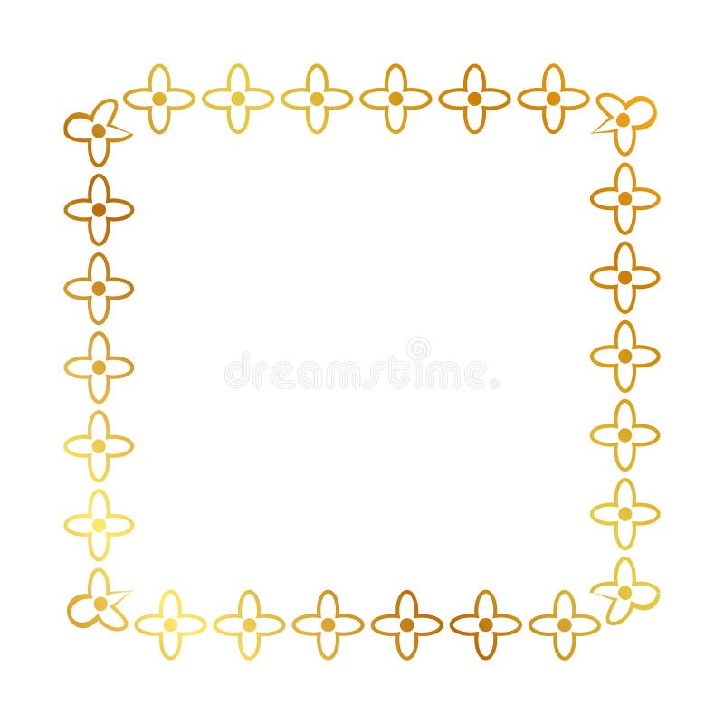 Frame Gold Golden Flower Square, Simple Vector Isolated on White Stock ...