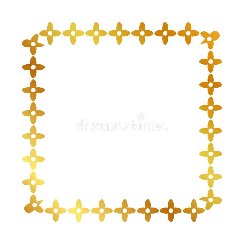 Frame Gold Golden Flower Square, Simple Vector Isolated on White Stock ...