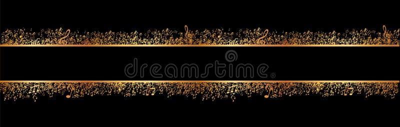 Frame of Gold Musical Notes Melody on Dark Background Stock Vector ...