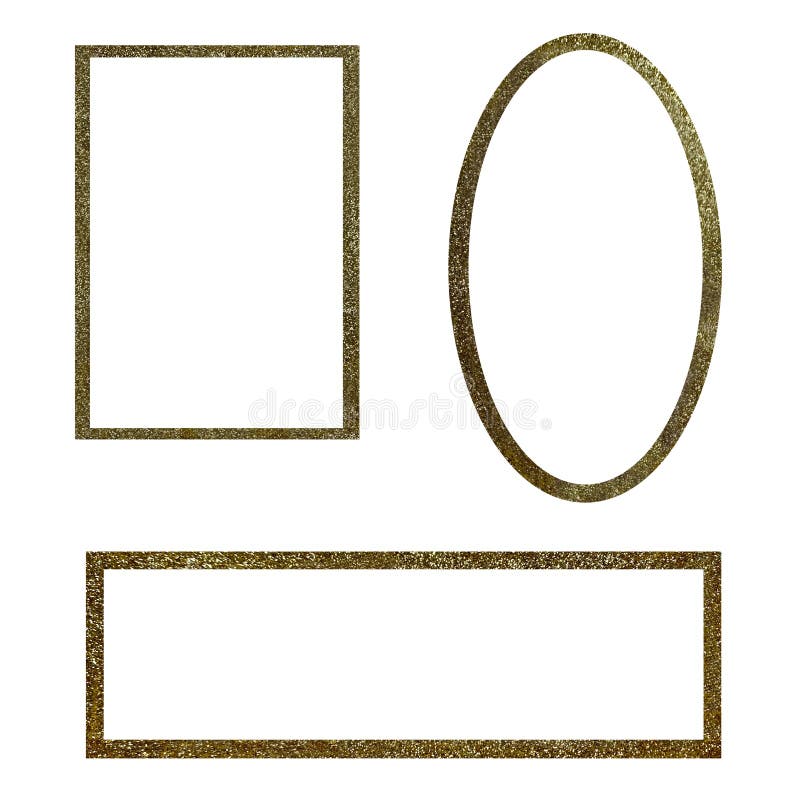Frame Gold Rectangular Oval Glitter Set Foil Stock Illustration ...