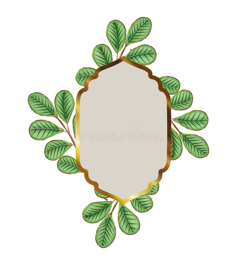 Frame of Gold Shiny Color with Leaves Stock Vector - Illustration of ...