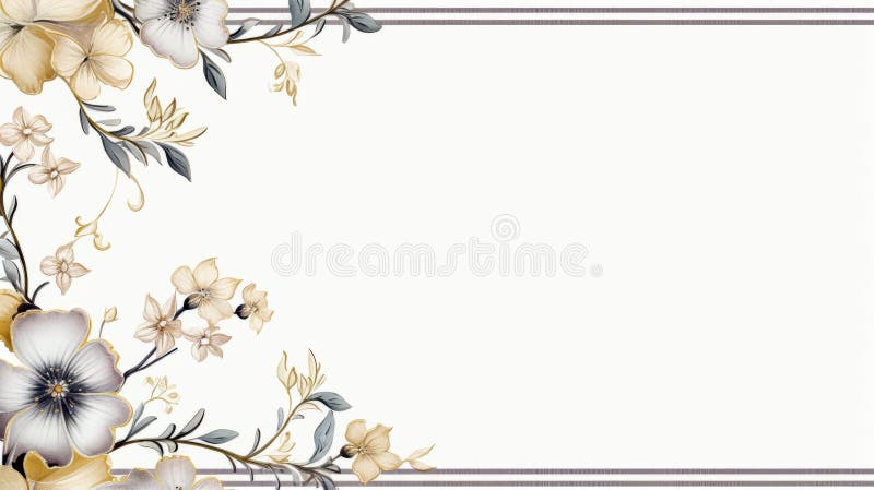 Frame of Gold and Silver Flowers Stock Illustration - Illustration of ...