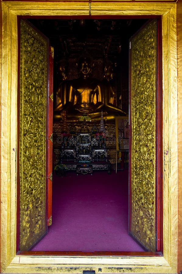 Frame Golden Door Temple in Nan Thailand Stock Photo - Image of gold ...