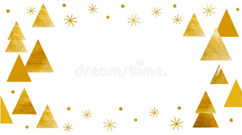 Frame of Golden Fir Trees and Snowflakes, Vector Stock Vector ...
