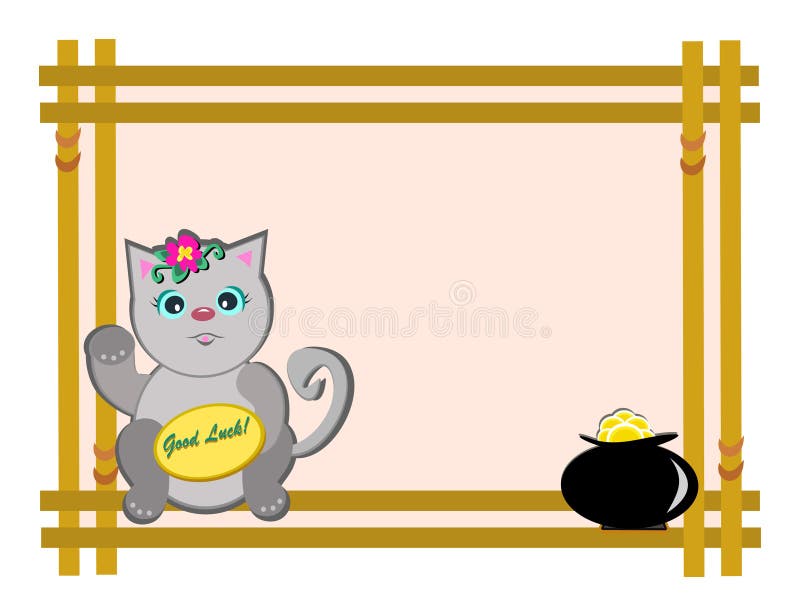 Frame with Good Luck Cat stock vector. Illustration of cute - 19915301