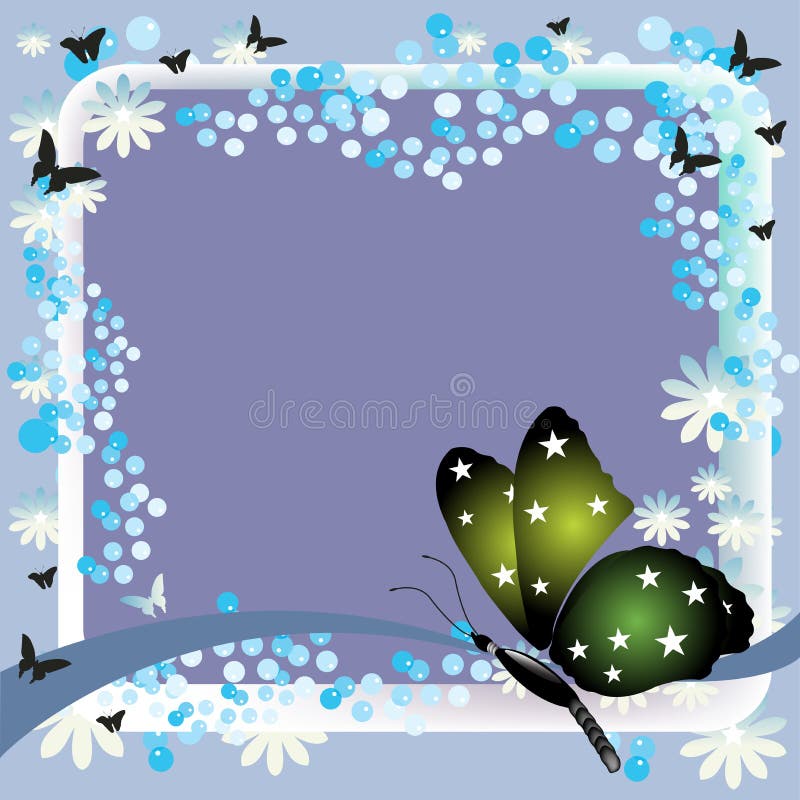 Frame with green butterfly stock vector. Illustration of frame - 25378003