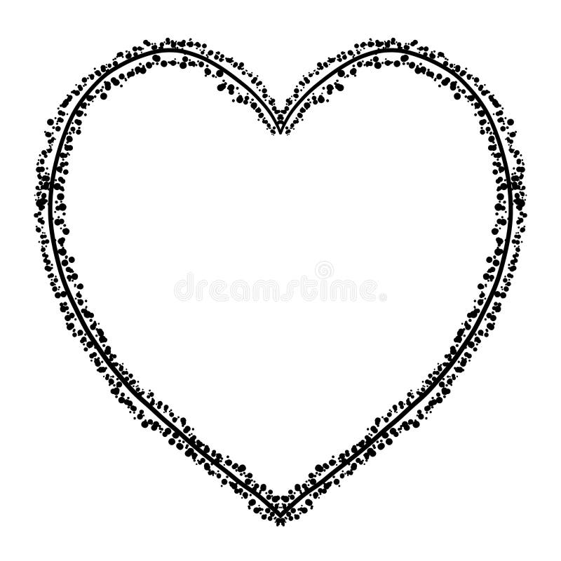 A Frame Hand-drawn in Black Ink Features Heart Shape Stock Illustration ...