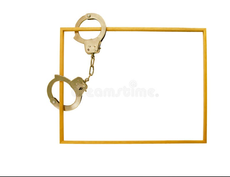 Frame with handcuffs stock photo. Image of wood, miniature - 6179832