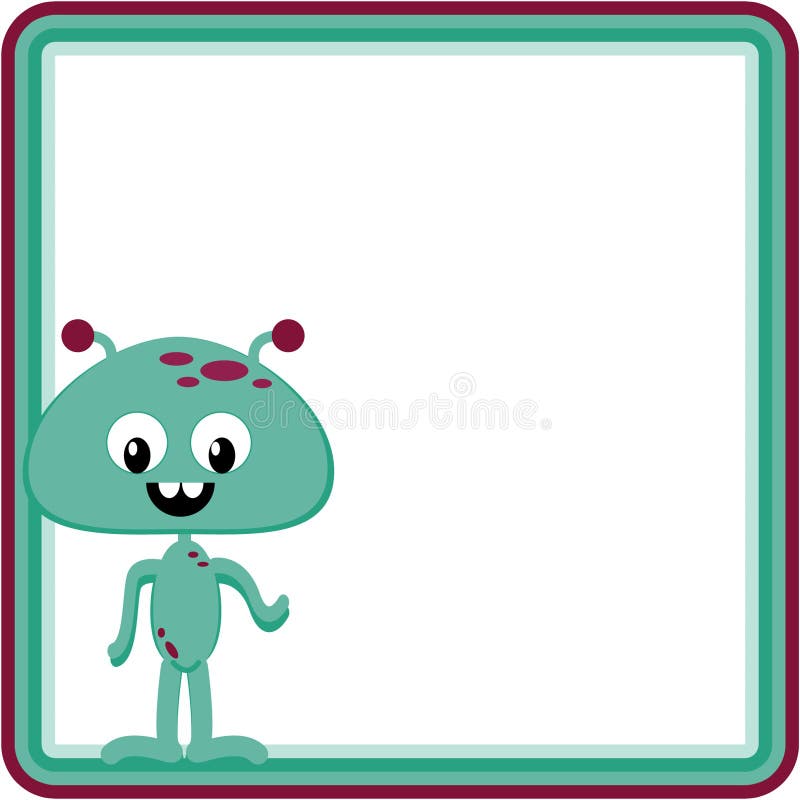 Frame with happy alien stock vector. Illustration of extra - 7110243