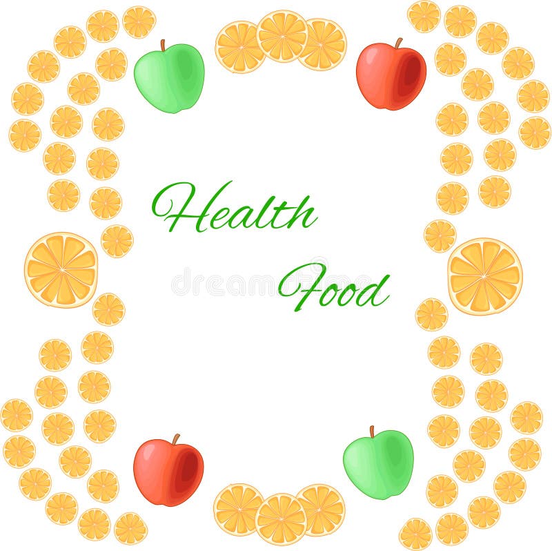 Frame Health Food - Orange and Apple Stock Vector - Illustration of ...