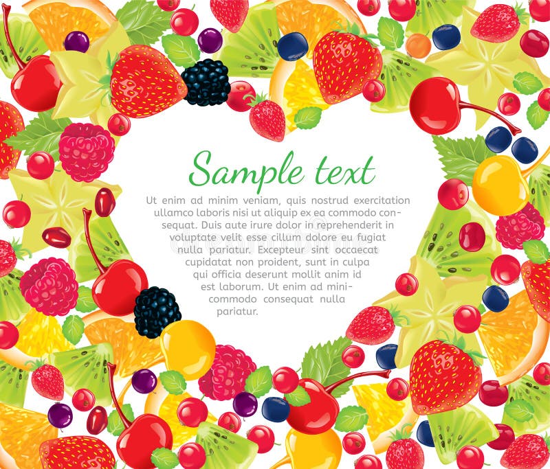 Frame heart with berries stock vector. Illustration of mandarin - 57459596