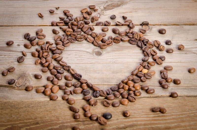 Frame- Heart from Coffee Beans on the Table Stock Photo - Image of ...
