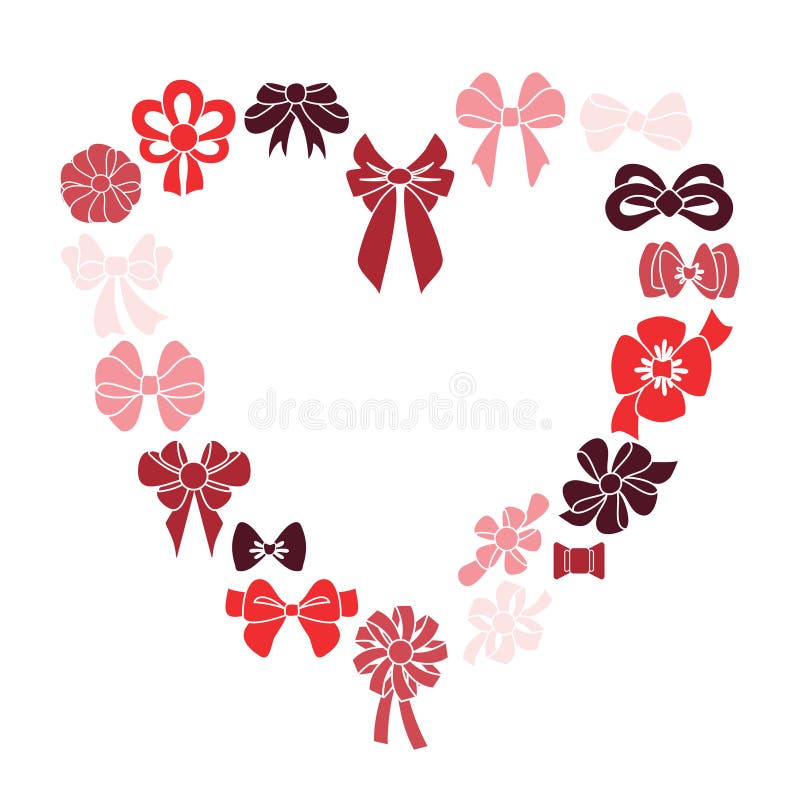 Frame Heart of Red Ribbons Vector Illustration. Stock Vector ...
