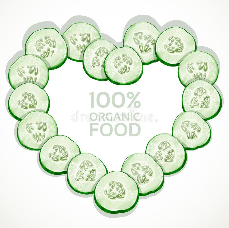 Frame in Heart Shape from Slices of Fresh Cucumber Stock Vector ...