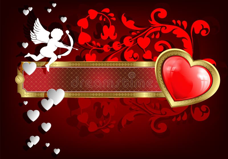 Frame with Hearts and Cupid Stock Vector - Illustration of border, love ...