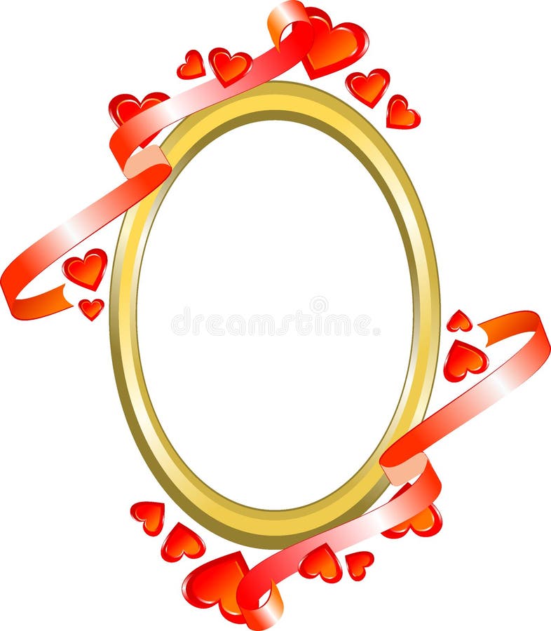 Frame with Hearts and Ribbon Stock Vector - Illustration of receive ...