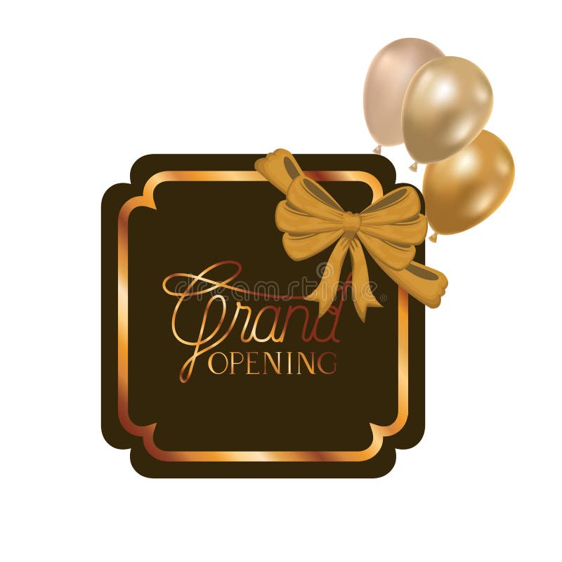 Frame and Helium Balloons with Label Grand Opening Stock Vector ...