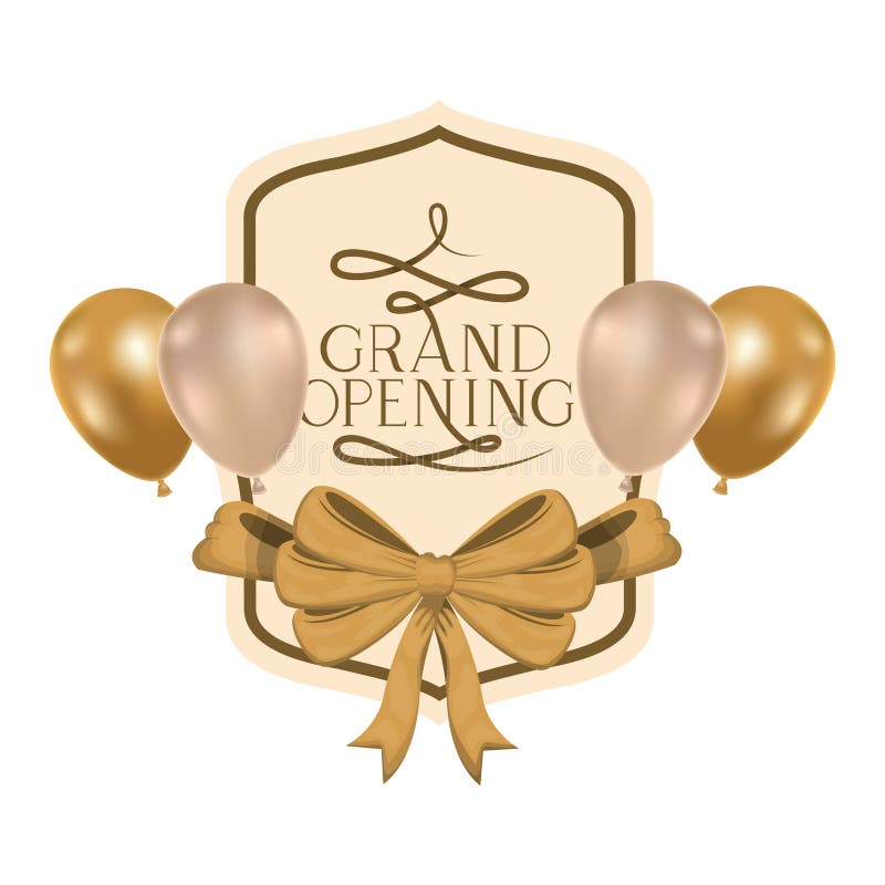 Frame and Helium Balloons with Label Grand Opening Stock Vector ...
