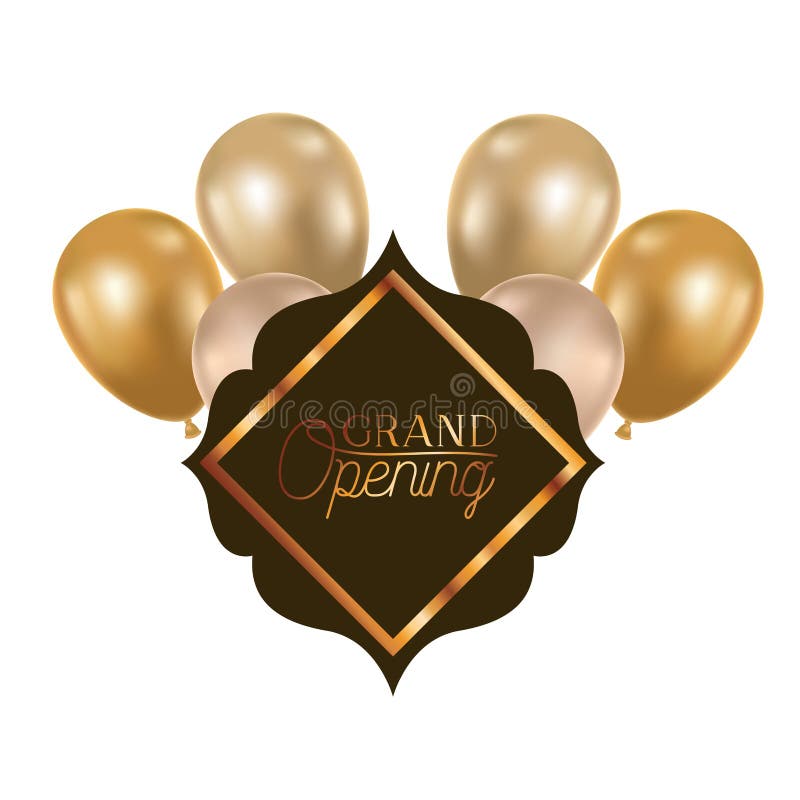 Frame and Helium Balloons with Label Grand Opening Stock Vector ...