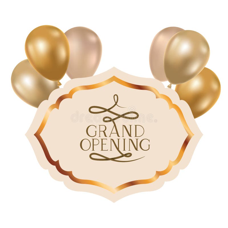 Frame and Helium Balloons with Label Grand Opening Stock Vector ...