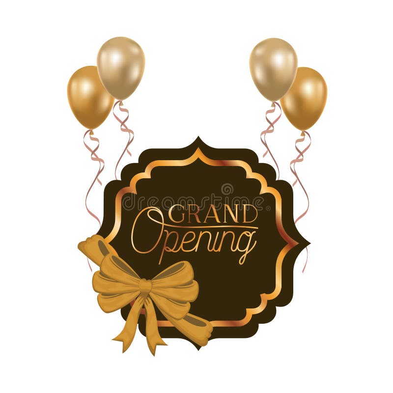 Frame and Helium Balloons with Label Grand Opening Stock Vector ...