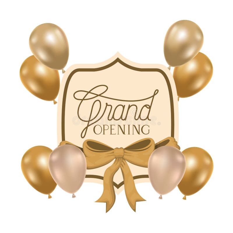 Frame and Helium Balloons with Label Grand Opening Stock Vector ...